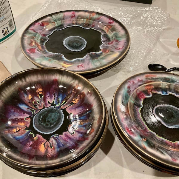 Pearl Dinnerware Set, Glazed, Handmade, Pottery Dishes, Place Setting ...