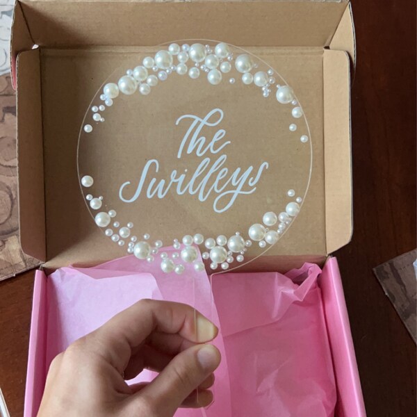 Pearl Acrylic Cake Topper Acrylic Wedding Cake Topper Pearl Cake Topper ...