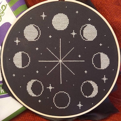 Moon Phase Cross Stitch Pattern, Easy Counted Cross Stitch Chart ...