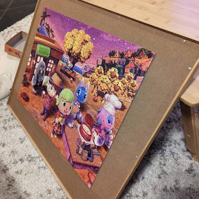 1000 Piece Jigsaw Puzzle Board Portable Caddy Vertical Storage Wood ...