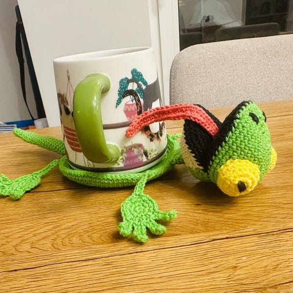 Crochet Pattern Coaster Splat Lizard Funny Handmade Design for Mug or ...