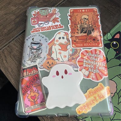 Holographic Reader Tarot Card Sticker Spooky Books Skeleton Sticker for ...