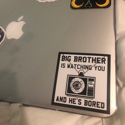 Vinyl Sticker small Big Brother is Watching You and He's Bored TV - Etsy