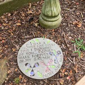Personalized Garden Stepping Stone With Mosaic Glass Rim | Etsy