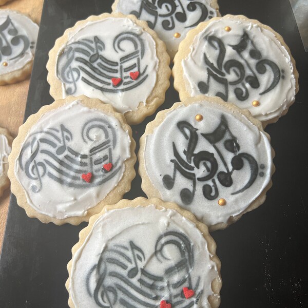 FAST SHIPPING!! Music Notes Swirl Stencil, Music Cookie Stencil, Music ...