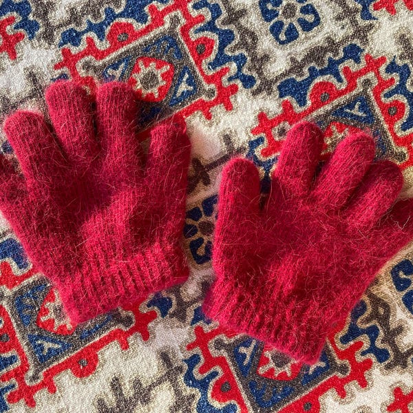 Women Winter Mittens, Wool Mittens, Fluffy Mittens, Cute Mittens, Pink ...