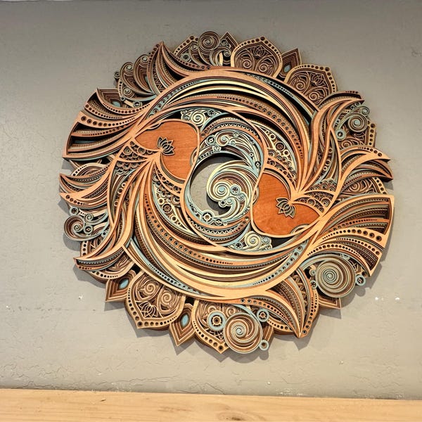 Handmade Mandala Laser Cut Wooden Wall Art Divine Light by STEREOWOOD ...