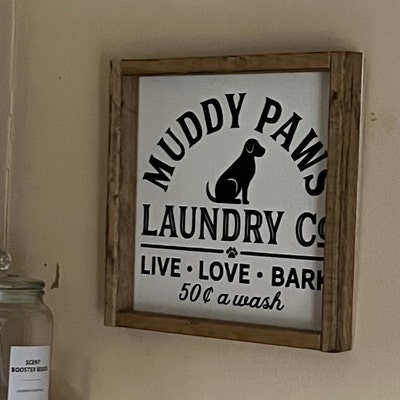 Muddy Paws Laundry Co. Wood Sign, Laundry Room Sign, Farmhouse Laundry ...