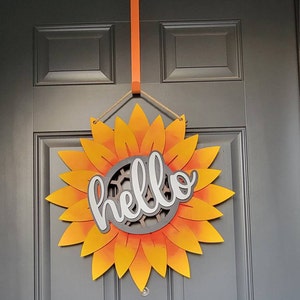 Hello Sunflower DIY Round Door Sign / Welcome Door Hanger / Hi Door DIY ...