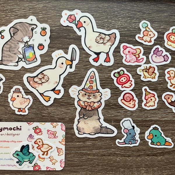 Series 2: Tiny Party Animals Sticker Set of 11 / Mini Animal Stickers ...