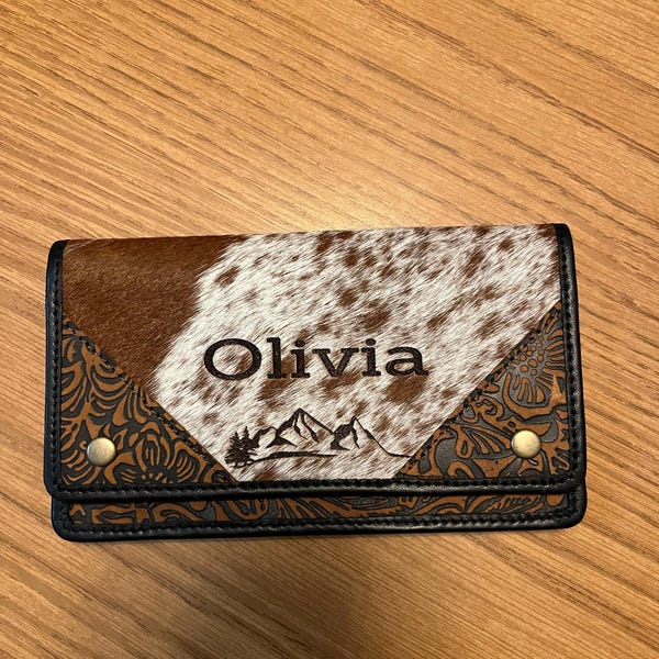 Custom Branded Fringe Cowhide Wristlet Keychain Wallet Personalized ...