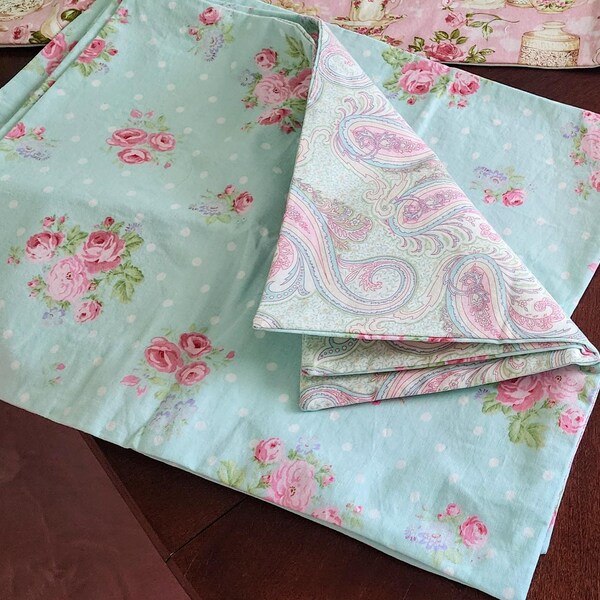 Romantic Pink Floral Cotton Napkins Set of 4 Tea Party Linens Shabby ...