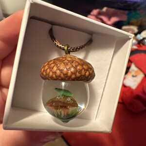 Acorn Necklace With Mushroom Frog Resin Jewelry Acorn - Etsy Australia