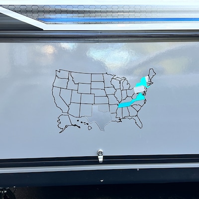 Large 18 USA Decal Map Tracker US Decal, Camper Tracking Decal, Camping ...