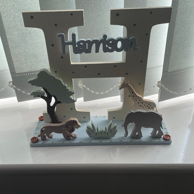 Safari Nursery Décor Wooden Letter, Freestanding Letter, Baby Boy ...