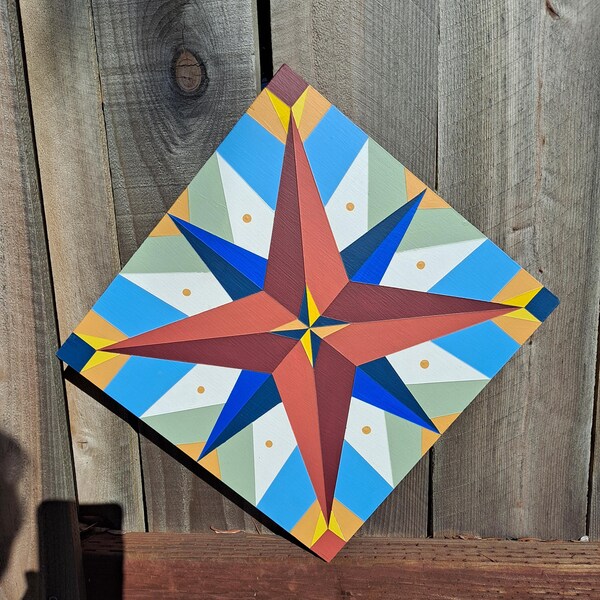 Mariner's Compass Barn Quilt Painting Pattern: DIY Wall Art Tutorial ...