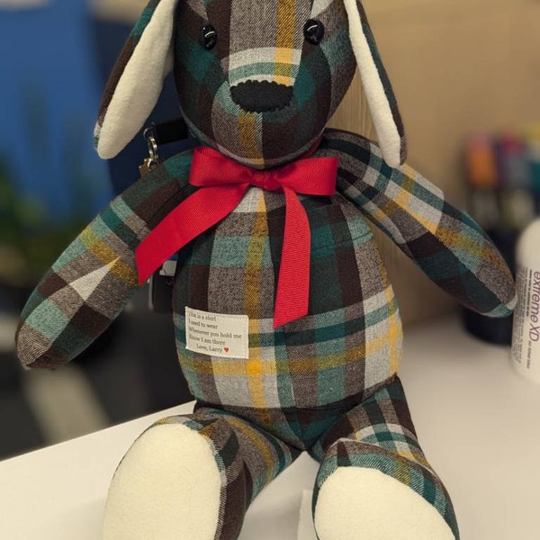 Memory Bear Made From Loved Ones Clothing Custom Made 18" Teddy Bear Wedding Bear Shirt Keepsake ...