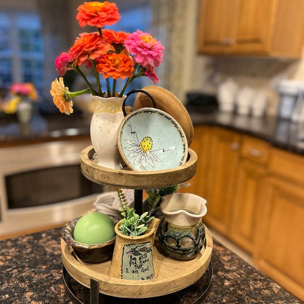 Handmade Wood Tiered Tray: Rustic Farmhouse Kitchen Decor - Etsy
