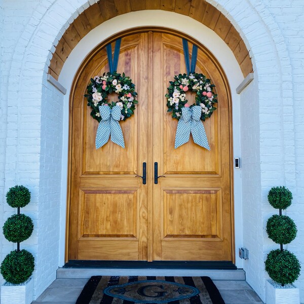 Boho Style Wreath, Monochromatic Fall Foliage and Pampas Grass Wreath ...