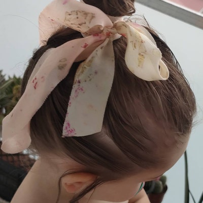 Green Natural Silk Ribbon With Botanical Print, Long Sustainable Silk ...