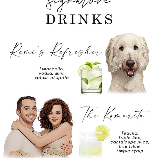 Dog Custom Drink Sign Dog Signature Drink Sign Dog Signature Cocktail ...