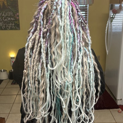 Synthetic Dreads, Miami Girl Set , Natural Ash Blonde and Light Blue ...