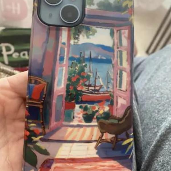 Stained Glass Phone Case Ocean Waves Colorful Sun Art Nature Inspired ...