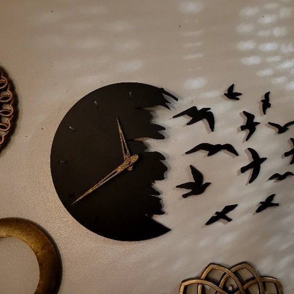 Birds Wall Clock, Bird Flying Clock, Modern Wall Clock Unique ...