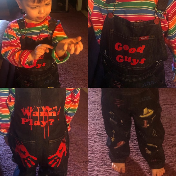Chucky Costume Baby Toddler Kids Overalls Only Good Guy Child's Play ...