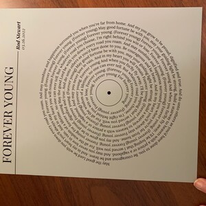 Record Lyrics Personalized Song Print Favorite Song Digital | Etsy