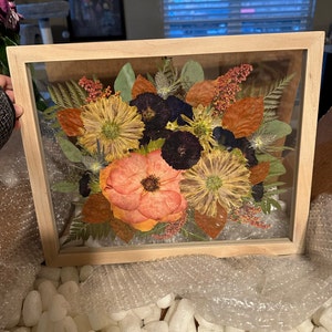 11x14 Custom Floral Shadow Box Wedding Flower Shadow Box Funeral ...