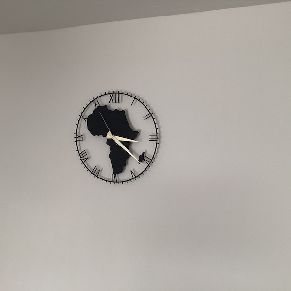 Black Africa Map Clock, Africa Metal Wall Clock, Livingroom Metal Wall ...