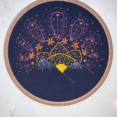 Sunset Embroidery Kit, Craft Kit for Beginners, Paisley Hoop Art ...