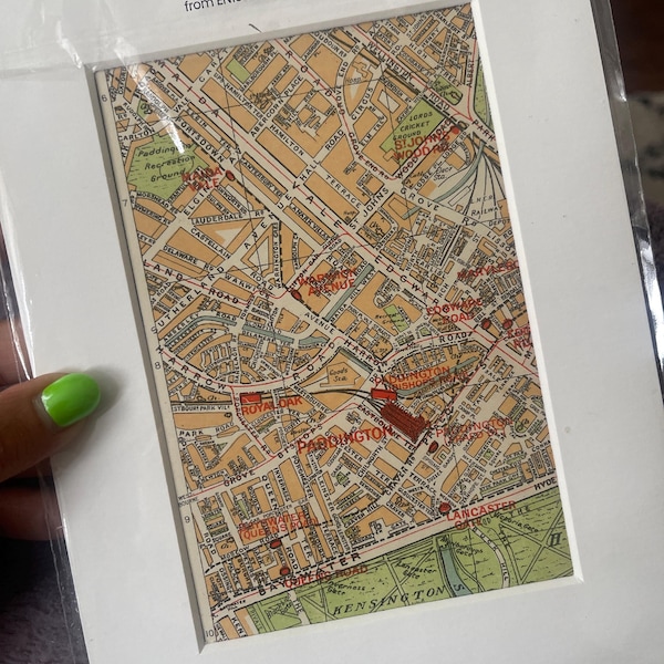 1940s VINTAGE LONDON MAP, North West London, Brent, Hendon, Matted ...