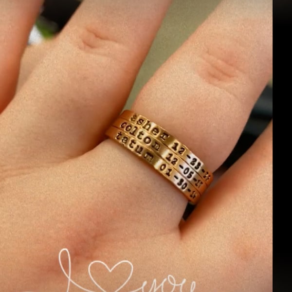 Skinny Stackable Ring / Personalized Rings / Mothers Rings / Hand ...