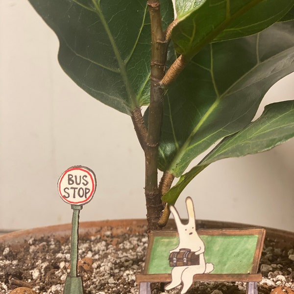 Bunny Bus Stop Fancy Plants Diorama Kit - Etsy