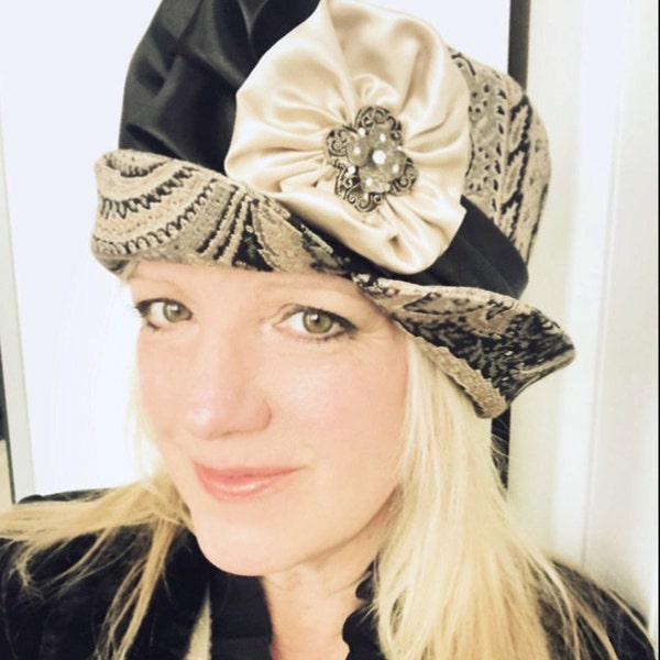 1920s Gala Event Hat Summer Wide Brim Hat Cloche Costume Flapper Garden ...