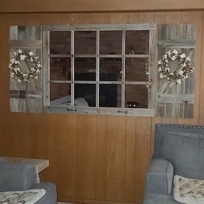 8 Pane Farmhouse Wall Decor Window Mirror Rustic Window Mirror Rustic ...