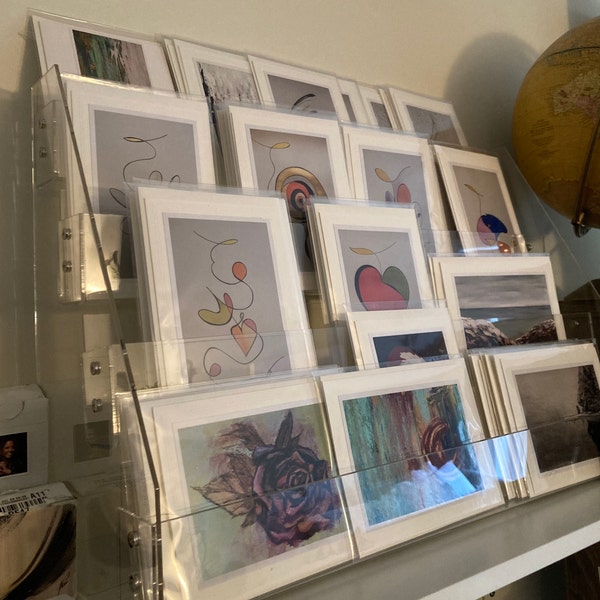 3-tier Wooden Greeting Card Display Rack With Clear Acrylic Front ...