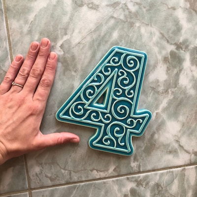 Ceramic House Number 2 Turquoise - Etsy