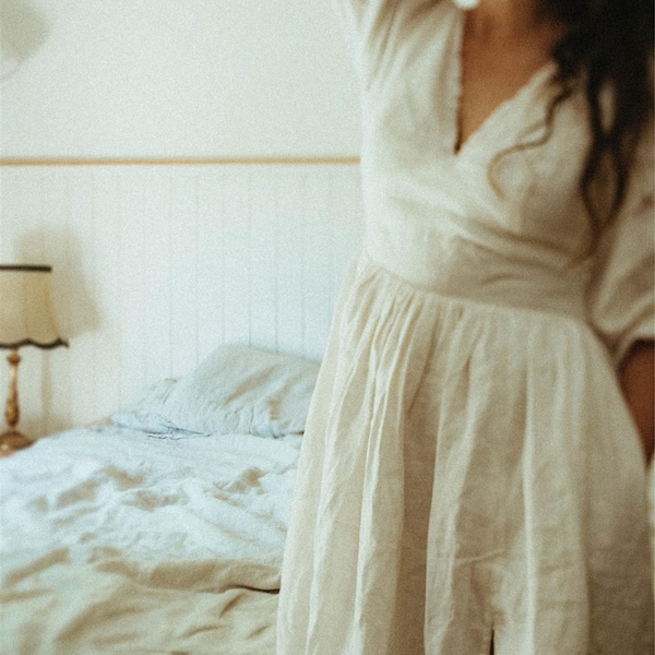 Tuscany Mini Linen Dress - Mini Summer Linen Dress, Cowboy Dress ...