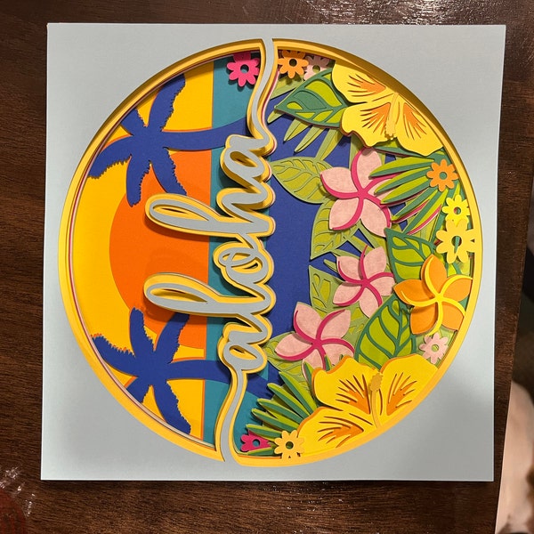 3D ALOHA SVG -hawaiian Shadow Box Svg -beach Svg - Layered Cardstock ...