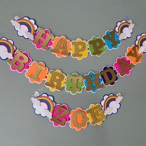 Rainbow Birthday Banner Rainbow Birthday Decorations Rainbow Themed ...