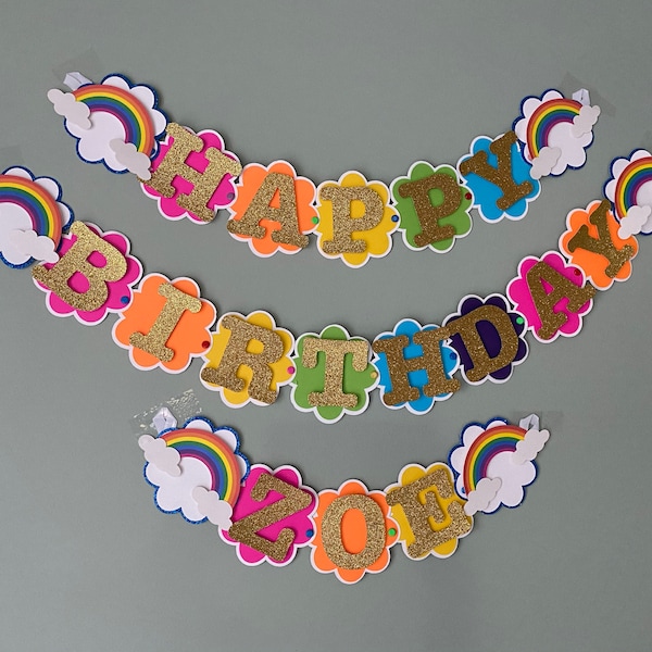 Rainbow Birthday Banner - Rainbow Birthday Decorations- Rainbow Themed ...
