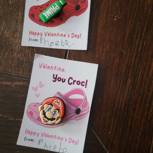 Kids Croc Valentine Card Printable - Printable Shoe Charm Valentine's ...
