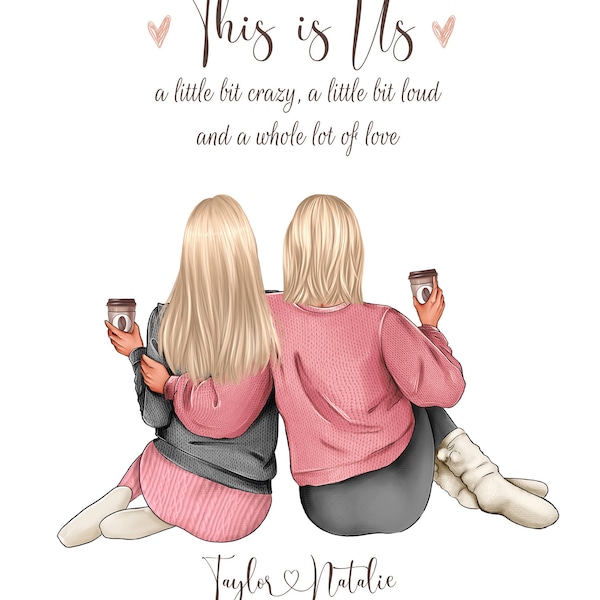 Custom Friend Prints, Friends Portrait Illustration, Personalised Wall ...