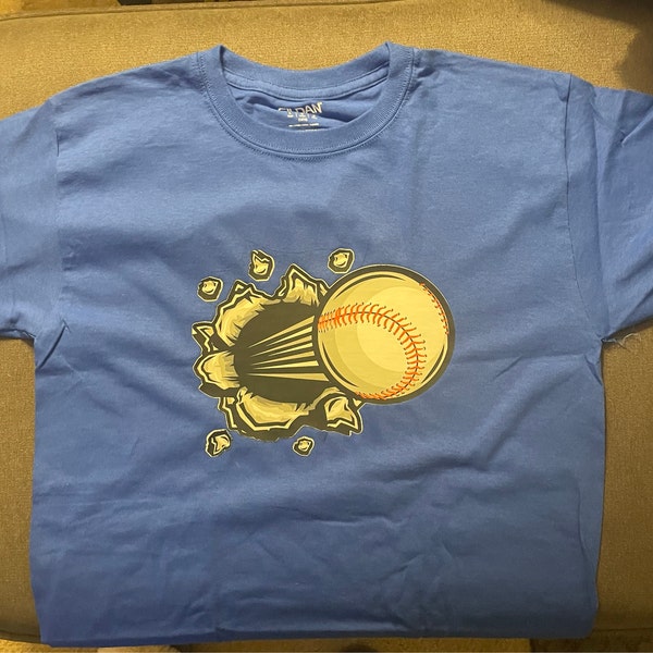 Baseball Ball Breaking Through Wall Motion Speed Lines Gear Kids Sports ...