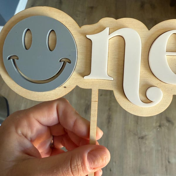 Smiley One Cake Topper, First Birthday, Smiley Faces, One Happy Dude ...