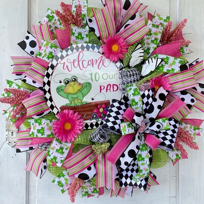 Welcome to My Pad Frog Sign , Summer Sign, Spring Wreath Attachment ...