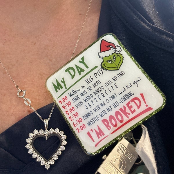 Mean One Schedule Badge Reel, My Day ID Holder, Funny Christmas Badge ...